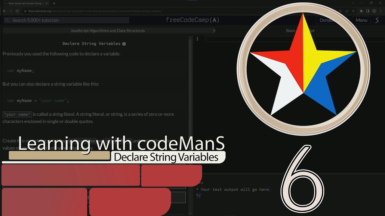 JavaScript Basic 6: Declaring String Variables | FreeCodeCamp |
