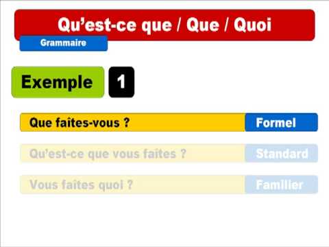 French lesson : Qu'est-ce que / Que / Quoi