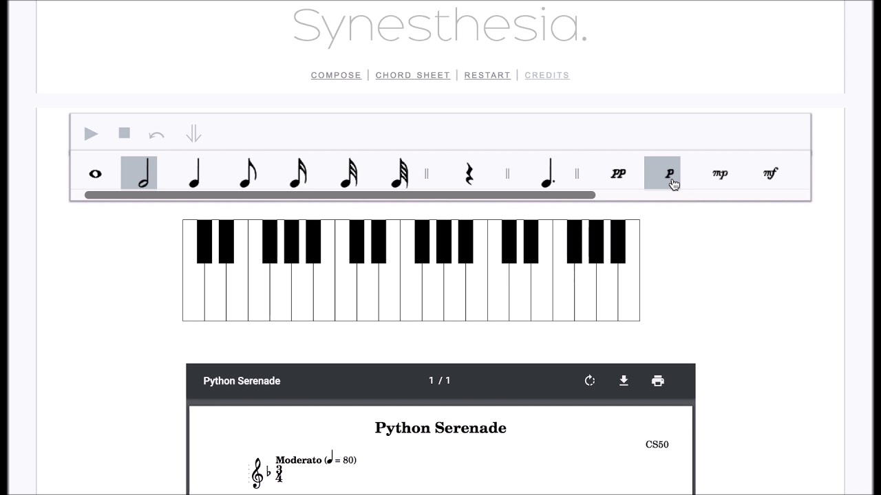 Synesthesia, music composition web app