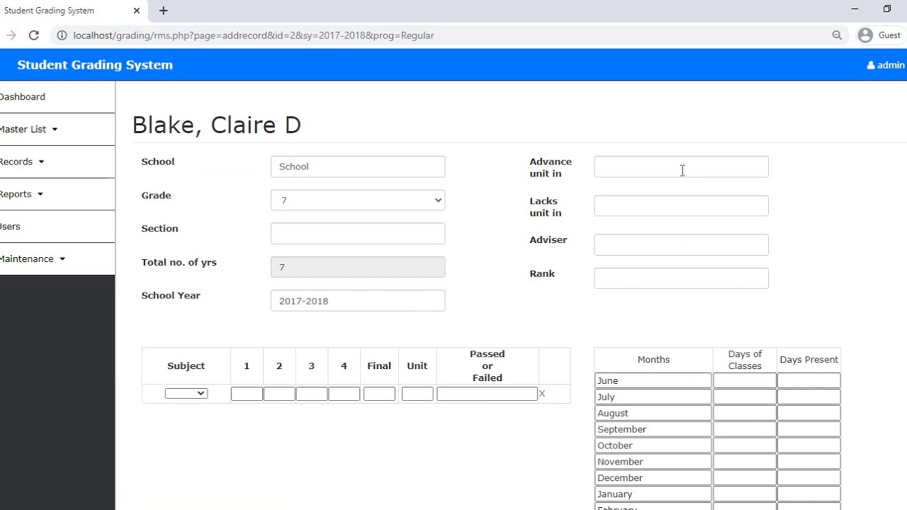 Student Grading System using PHP/MySQLi Demo