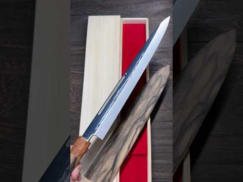 Yoshihiro Senbon Kurogaki Honyaki Chi-Nagashi-Art Yanagiba with Special Black Persimmon Handle