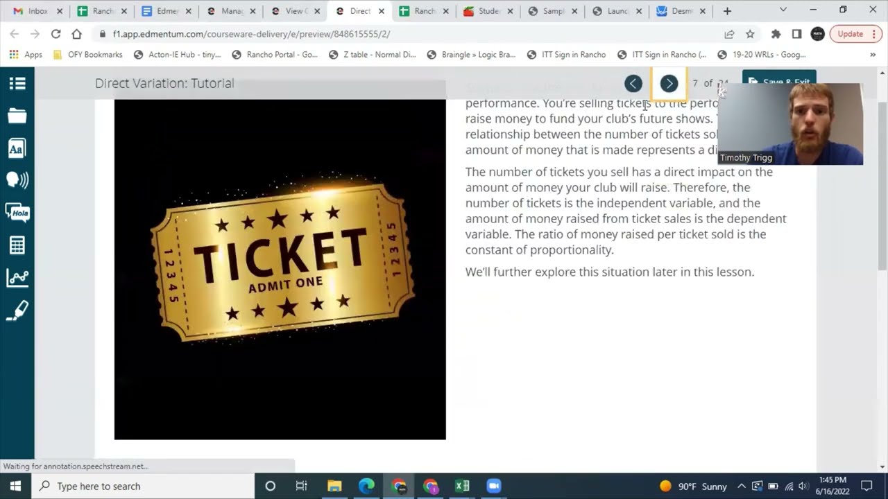 Edmentum Algebra1 Unit4 Direct Variation