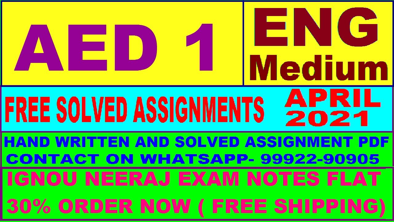AED 1 in English solved assignment 2021 PDF @40rs / Handwritten assignment pdf 80rs