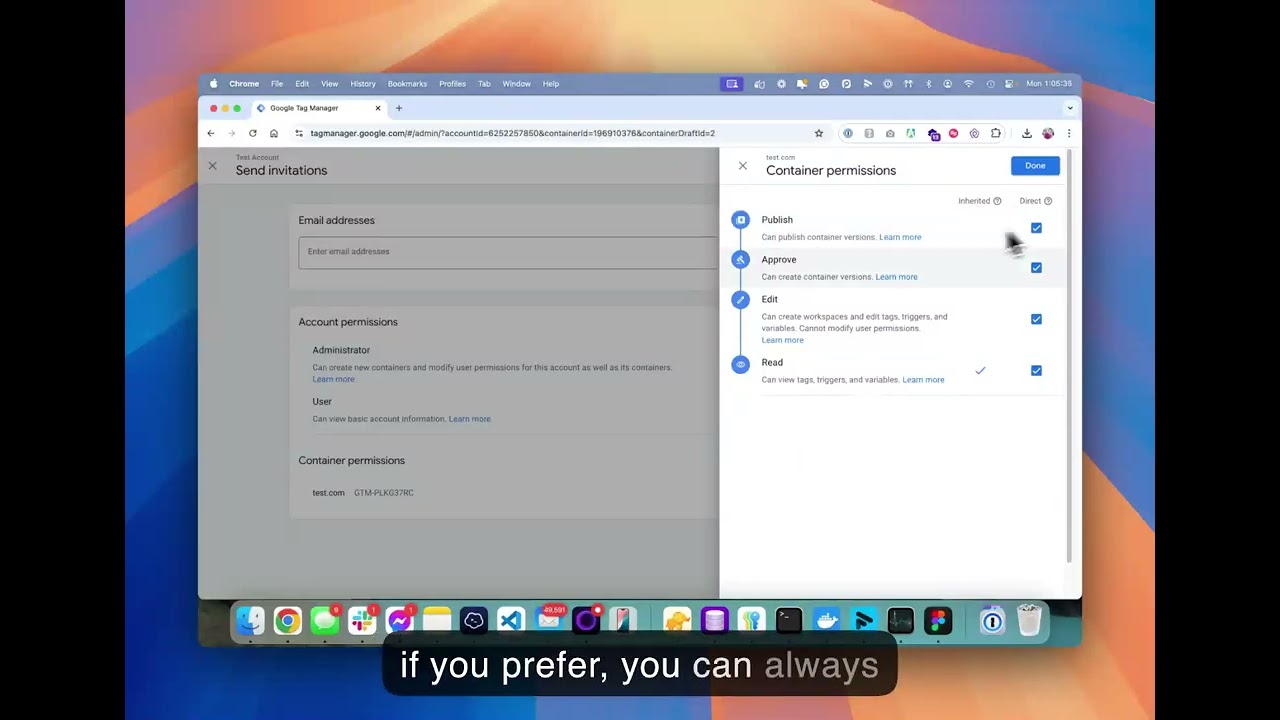 Setting up and sharing access to Google Tag Manager