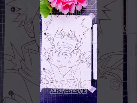 How to ink Bakugo Sketch | My Hero Academia #shorts #bakugo #myheroacademia #drawinganime