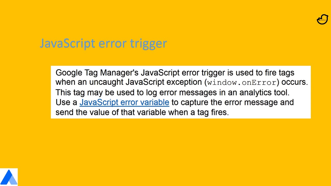 JavaScript Error Trigger Google Tag Manager | Analytics | SabyTech