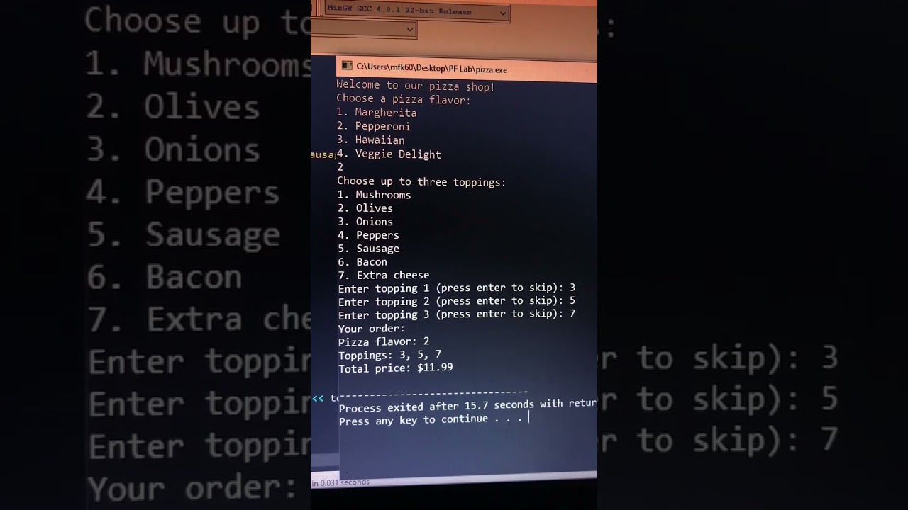 pizza flavour c++ #coders #codemasters ##codingninja #codelife #codinglife #code #coders