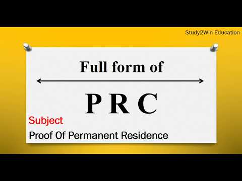 PRC ka full form | Full form of PRC in English | Subject - proof of permanent residence