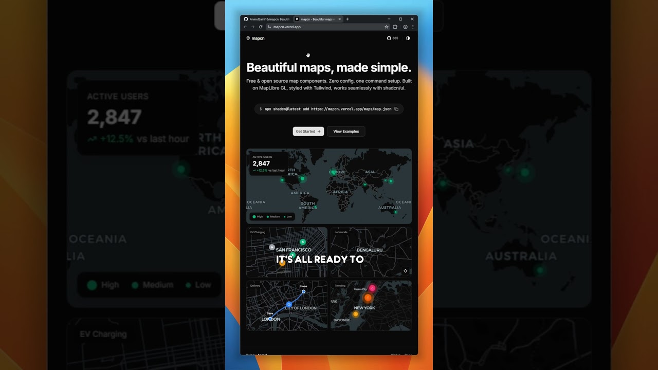 mapcn — add stunning maps to your web apps with just one command setup  #github