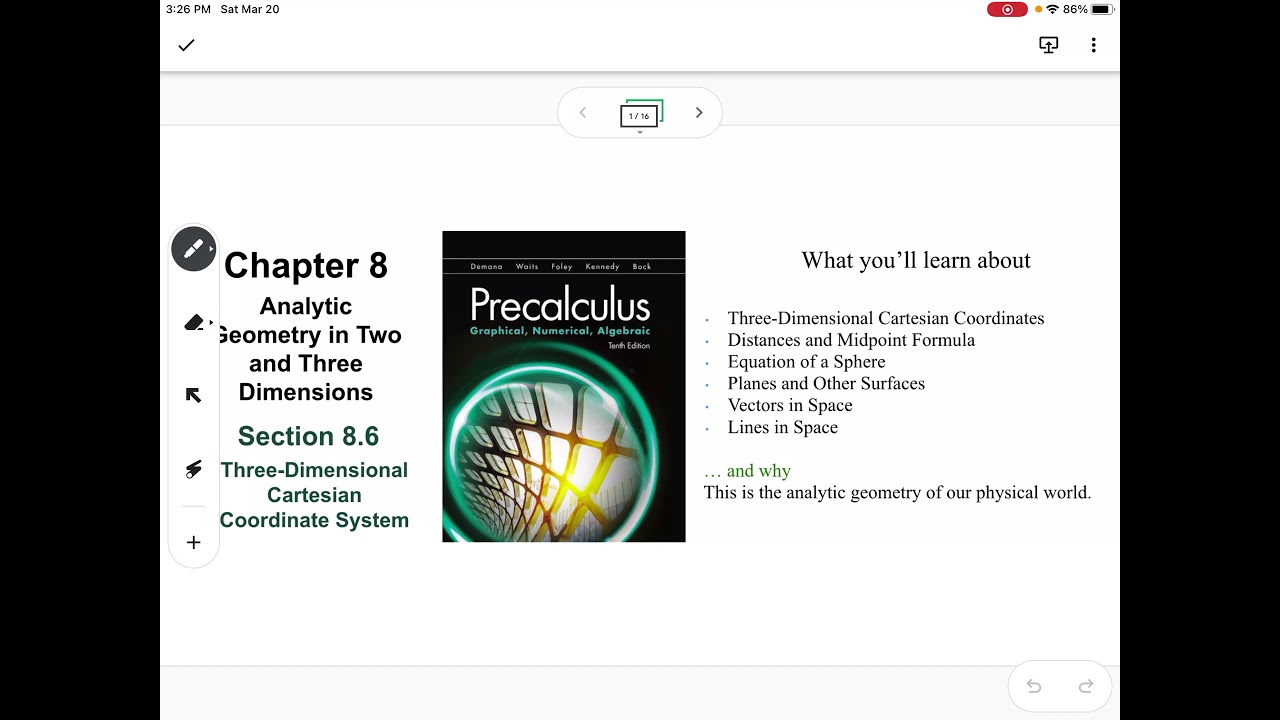 Three-Dimensional Cartesian Coordinate System (Section 8.6)