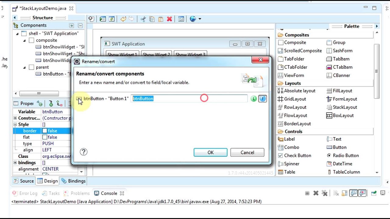 SWT Tutorial - Design and Control StackLayout