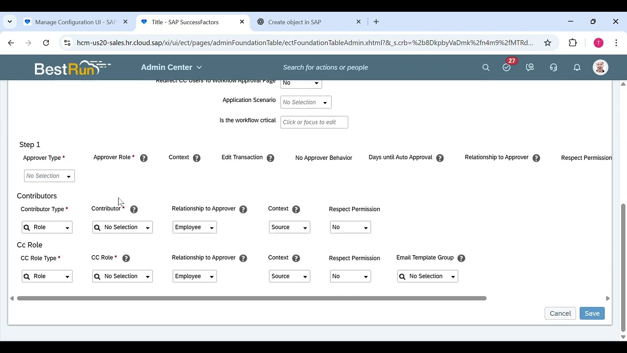 How to create a workflow in SAP success factors employee central