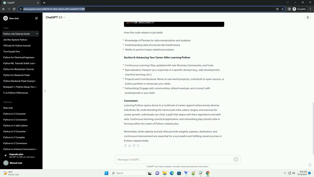 jobs after learning python salary