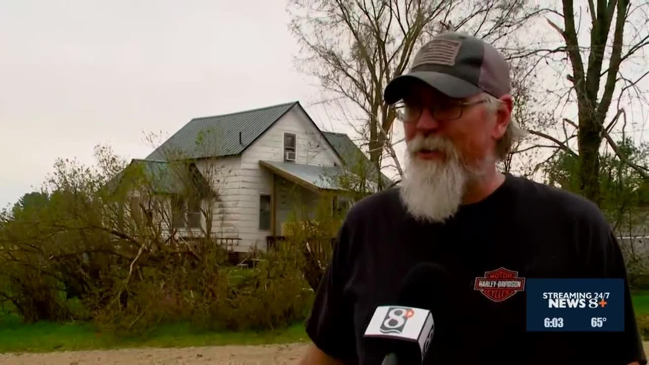 Damage After Possible Tornado Touchdown near Blair, WI