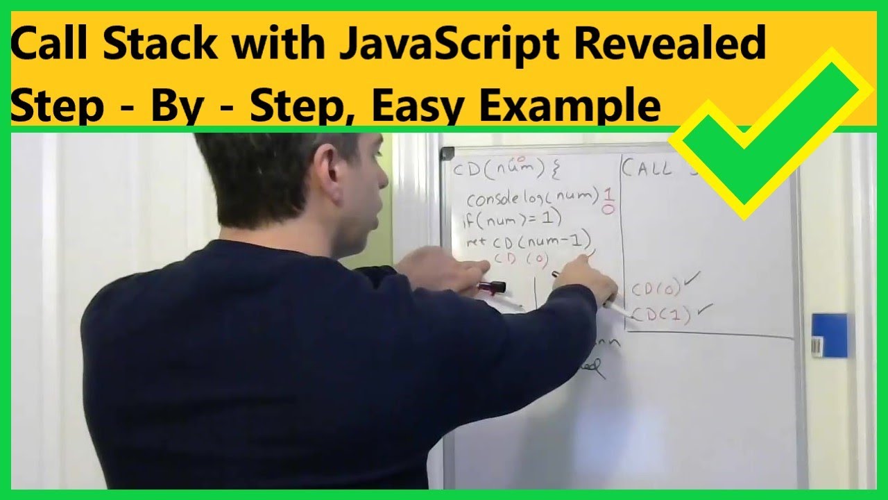 Call Stack revealed with recursive Countdown algorithm in JavaScript - Code in description