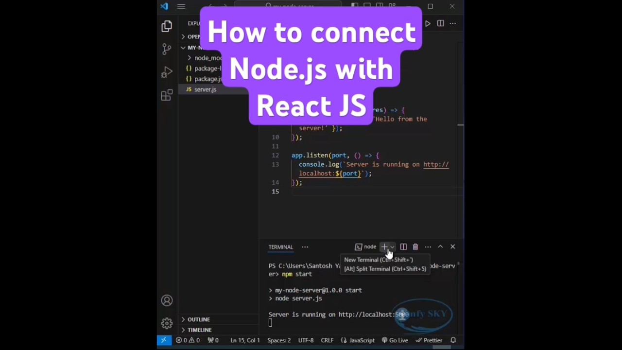 How to connect Node.js with React JS? Node.js | React JS #infysky #coding #reactjs #nodejs #shorts