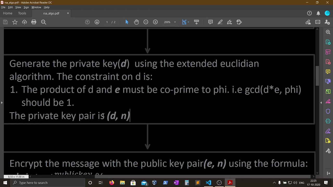 RSA algorithm explained. Code demonstration by actual encryption and decryption. [code link in bio]