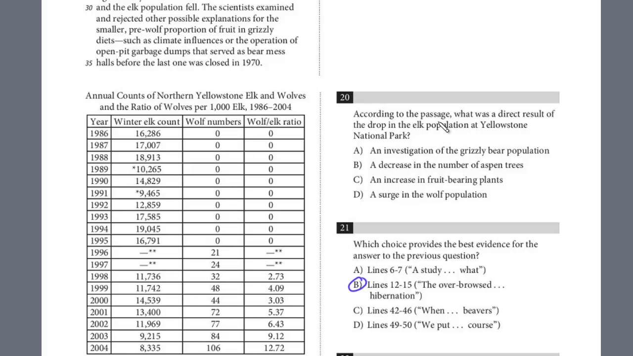 PSAT Test 2, Section 1, 19-23