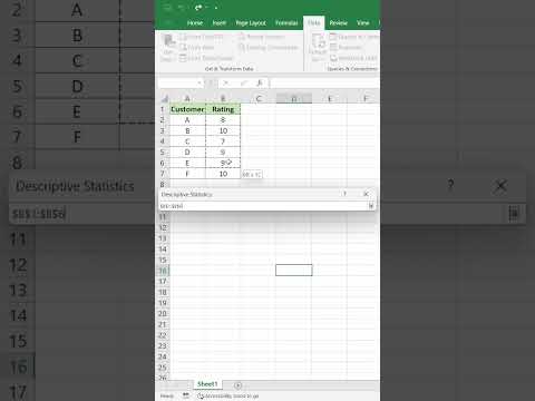 Descriptive Statistics in Excel in 60 Seconds! #DataAnalysis #excel