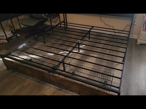 LIKIMIO Bed Frame, Storage Headboard with Charging Station, Platform Bed with Drawers (Review)