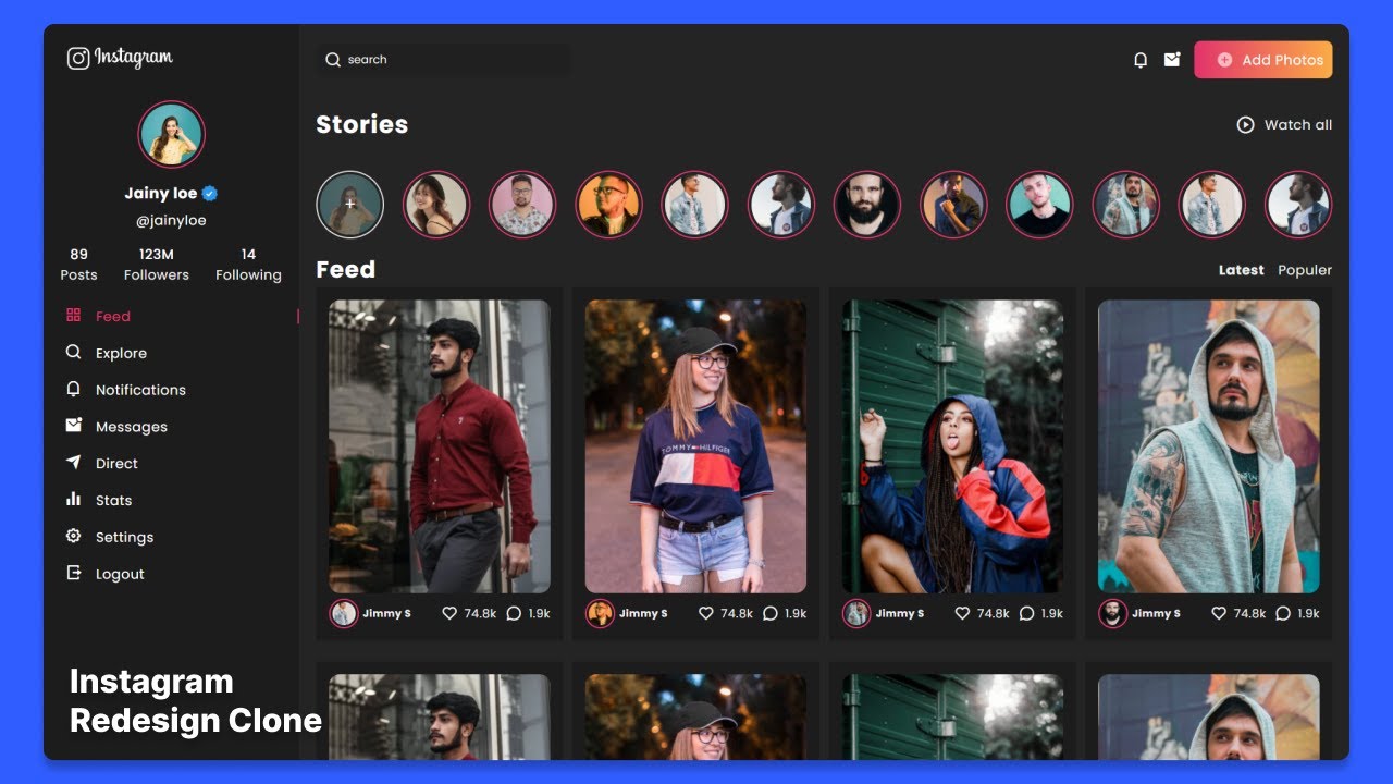 Instagram Clone UI With HTML CSS | Recreated Design
