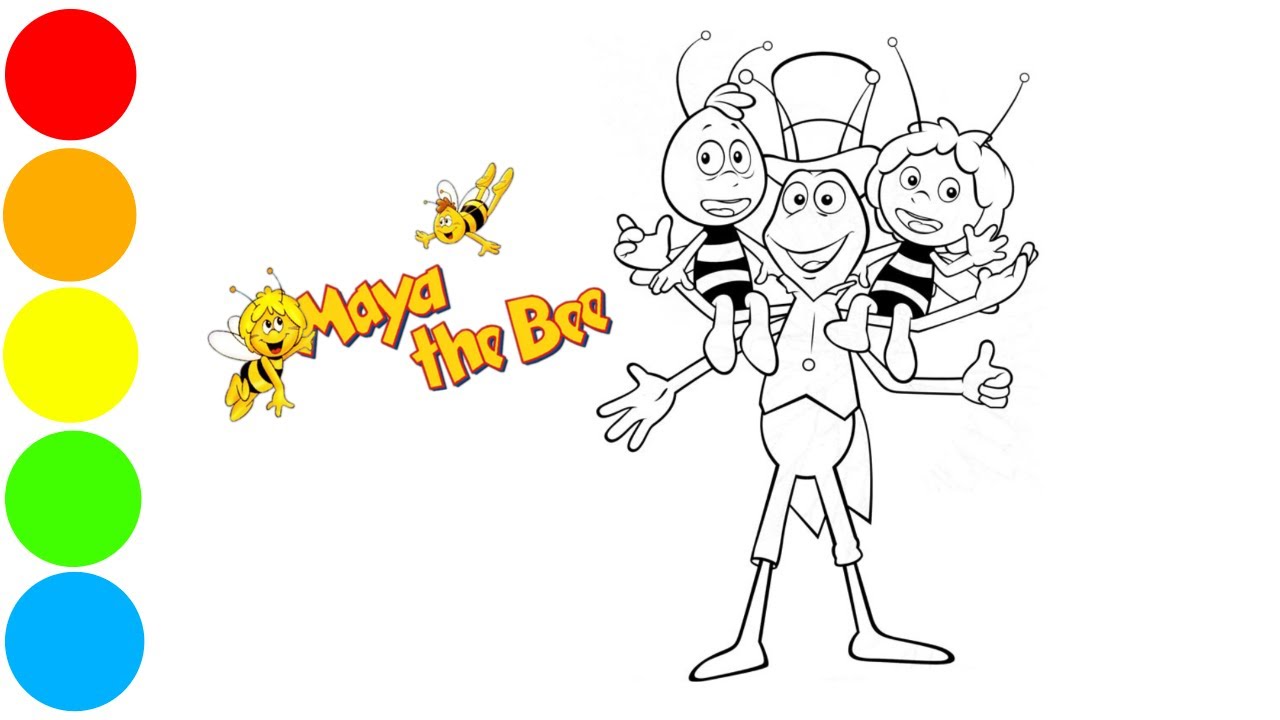 Maya the Bee Coloring Page Step by Step.