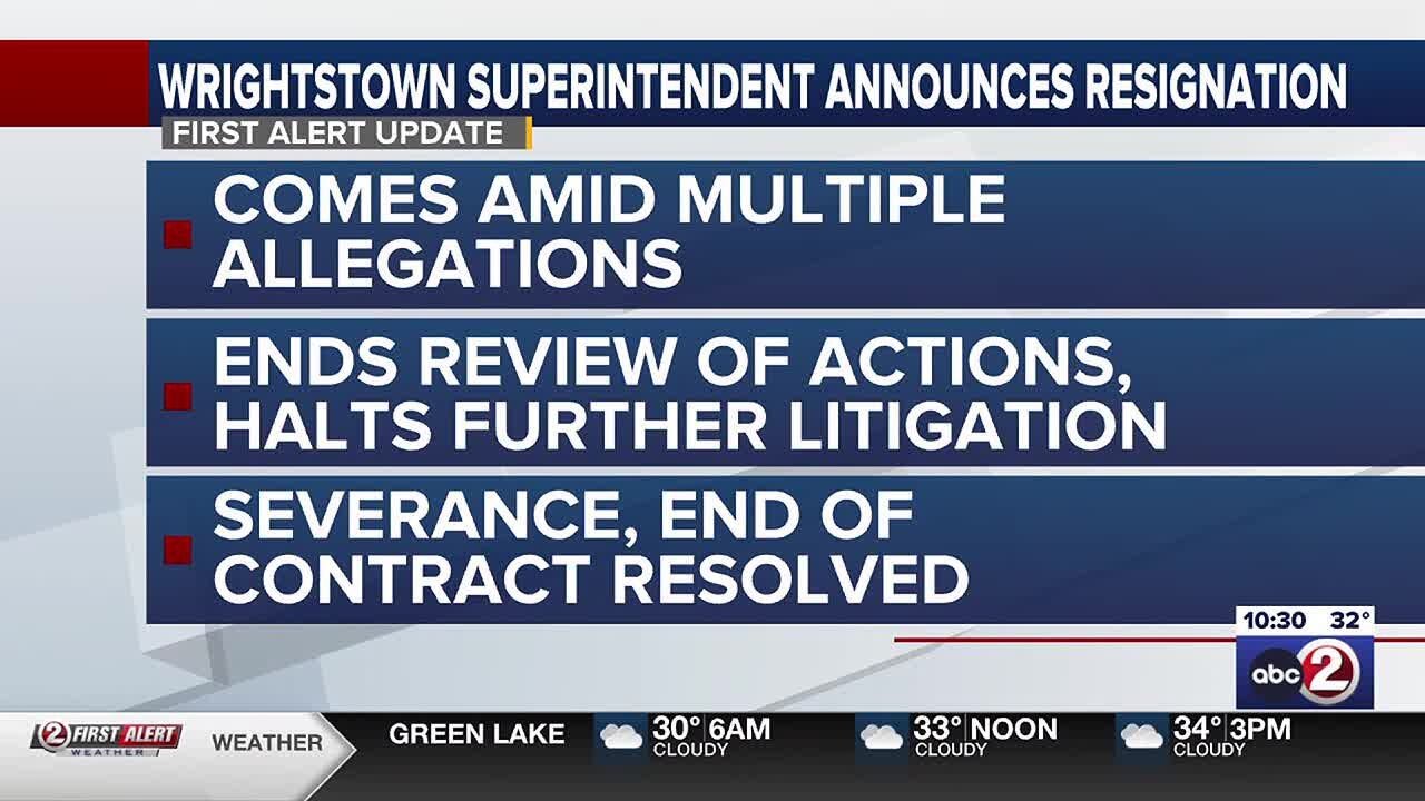 Wrightstown Superintendent announcing resignation
