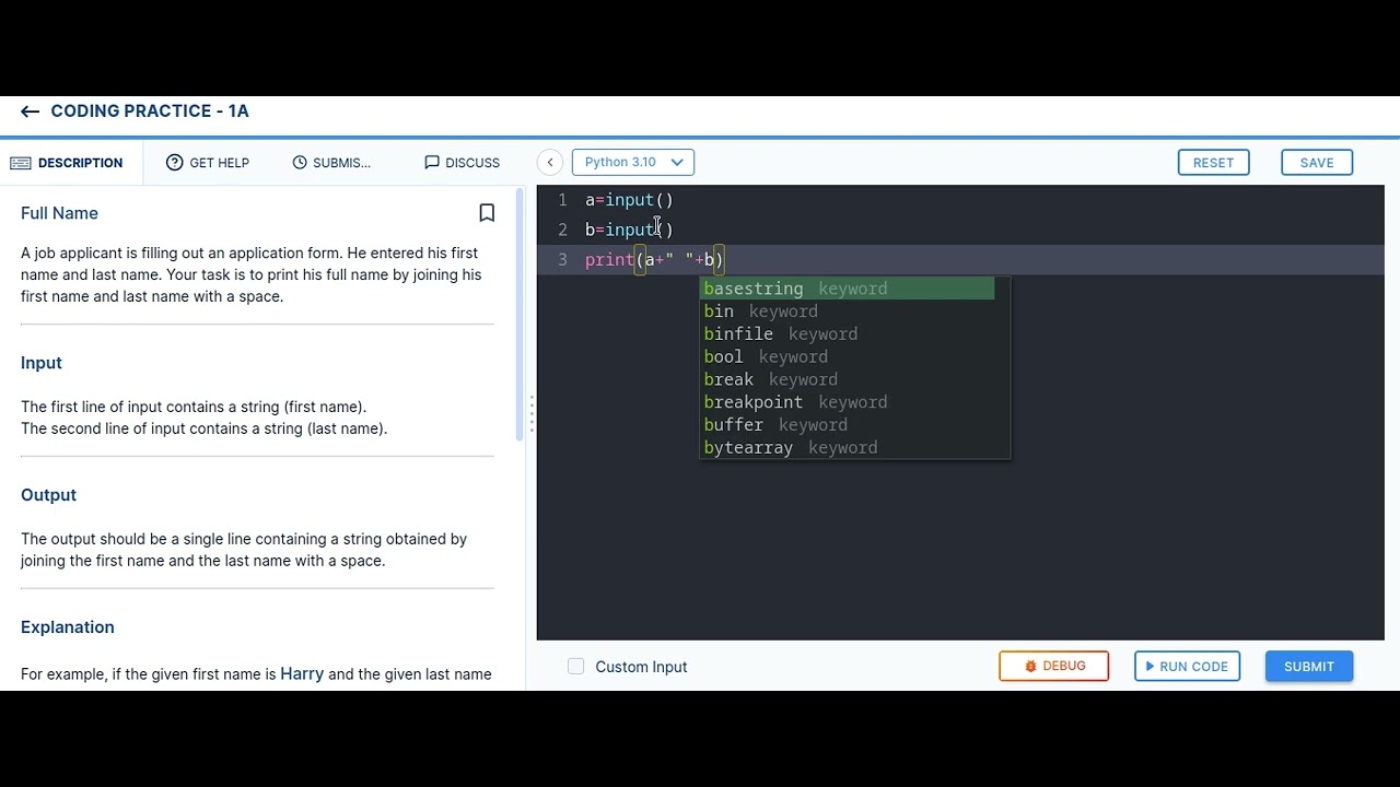Full name (coding practice - 1A) #nextwave #ccbp4