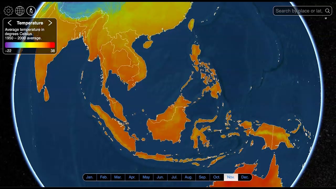 Southeast Asia - Average Temperature Digital Map
