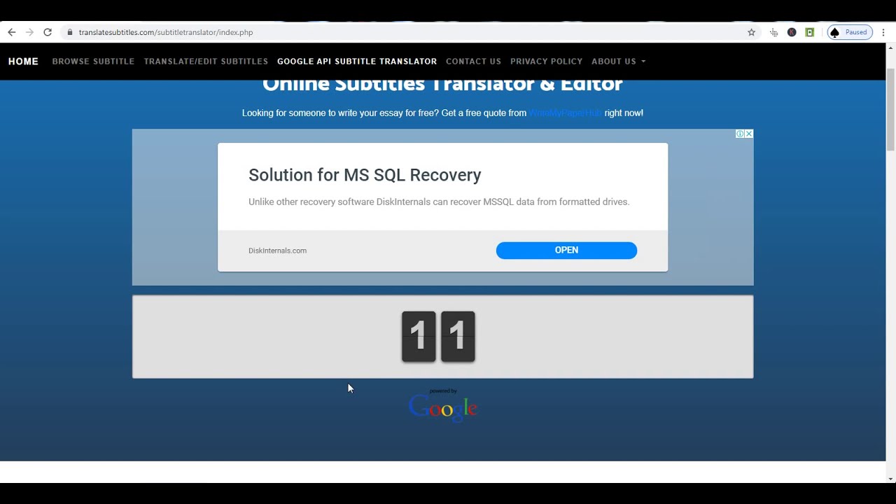 Translate Subtitles - Google API Subtitle Translator in action