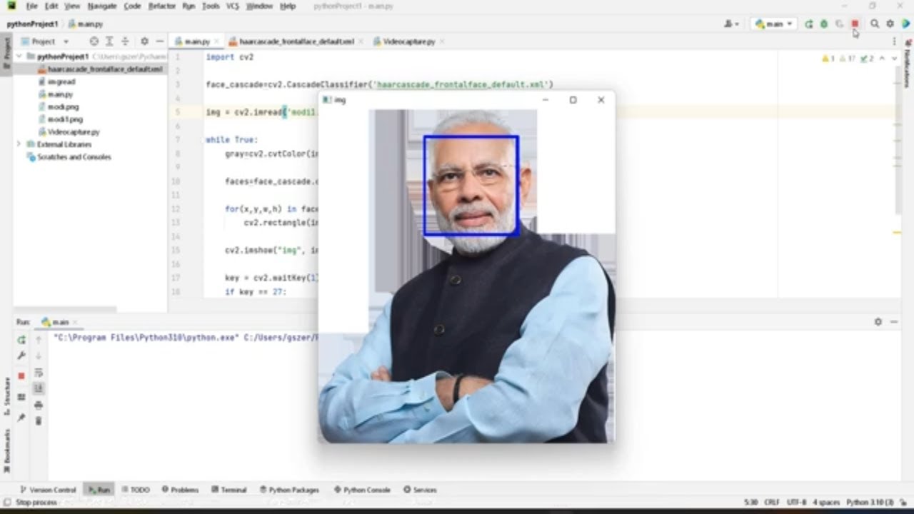 Face Detection using opencv Python || Python Project - 1 || For Beginners