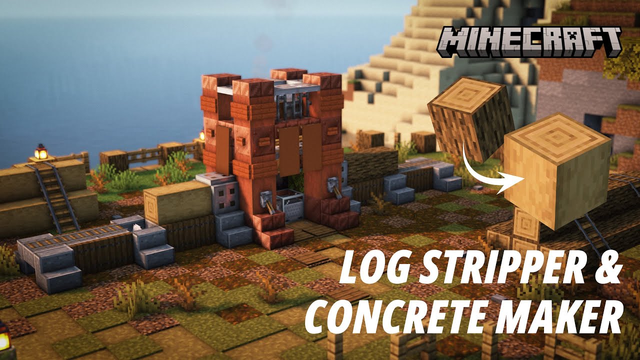 Log Stripper & Concrete Maker Machine Tutorial [Aesthetic Farm] [Java Edition]
