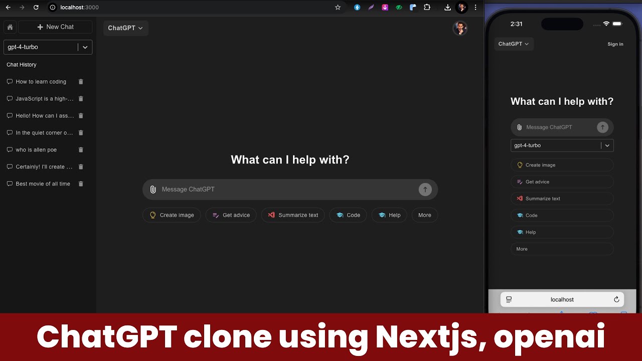 Create a ChatGPT Clone using Next.js, OpenAI, Firebase & Tailwind CSS | Full Tutorial