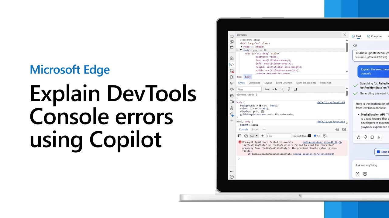 Explain DevTools Console errors using Copilot in Edge