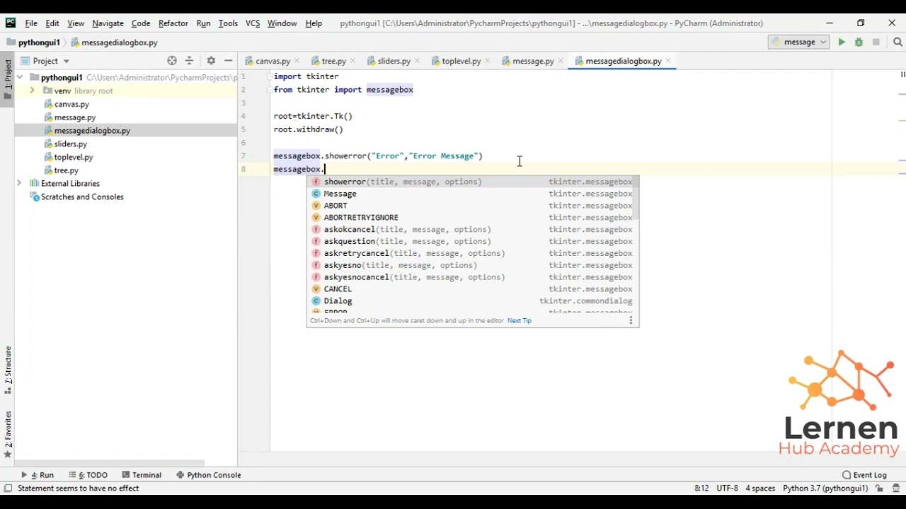 Message Dialog Boxes with TKinter - Python Tkinter GUI Tutorial | How to Implement Dialog Box