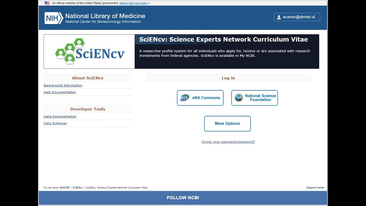 Part 2: Navigating SciENcv