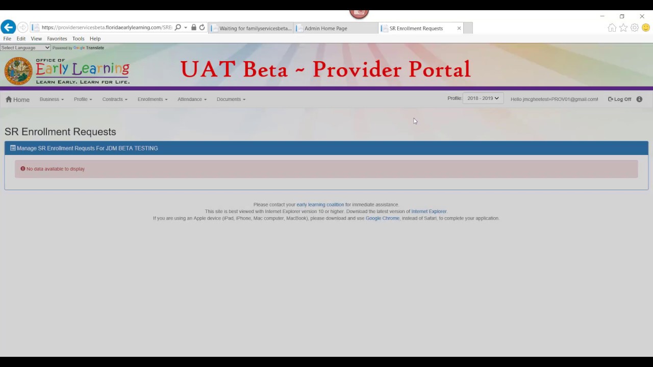 SR Enrollment for Provider
