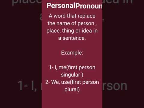 definition of personal pronoun |personal pronoun ka definition into English grammar/English