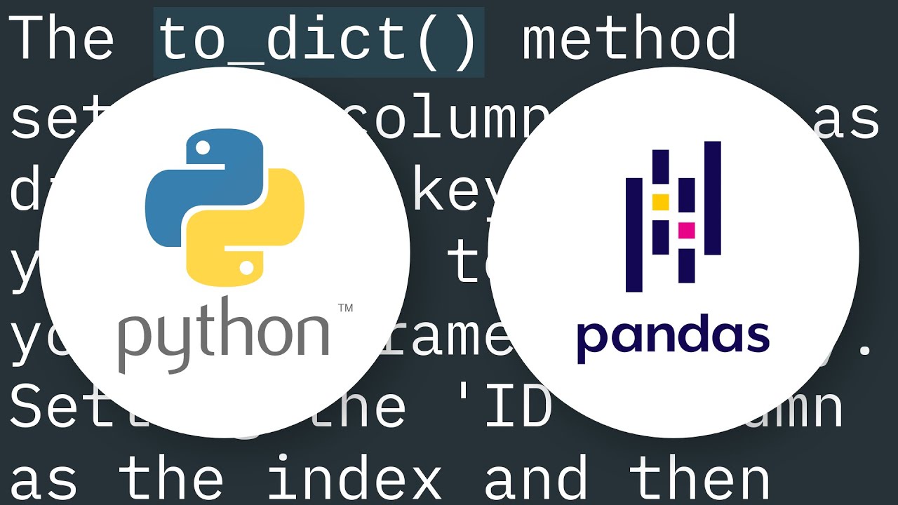 Convert a Pandas DataFrame to a dictionary