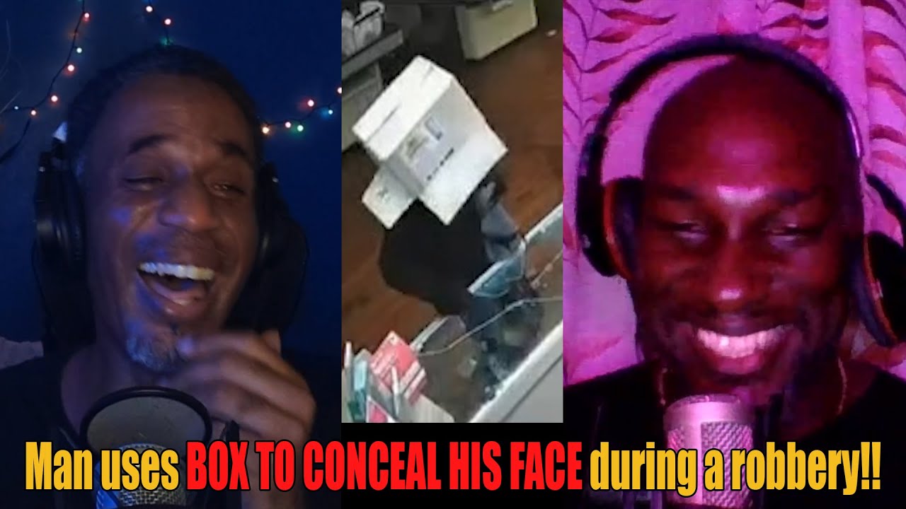 Man uses BOX TO CONCEAL HIS FACE during a robbery!!