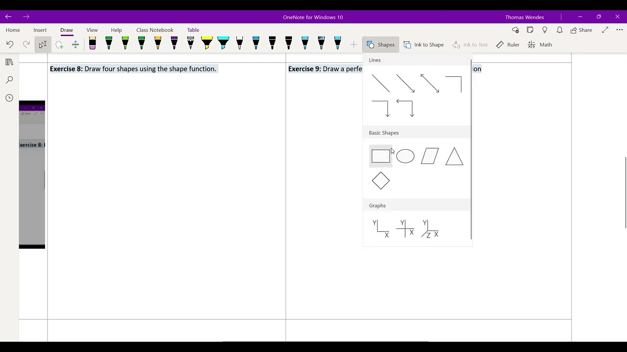 OneNote Shape tool