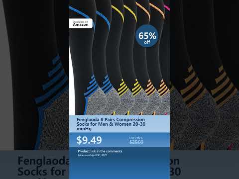 Fenglaoda 8 Pairs Compression Socks for Men & Women 20-30 mmHg