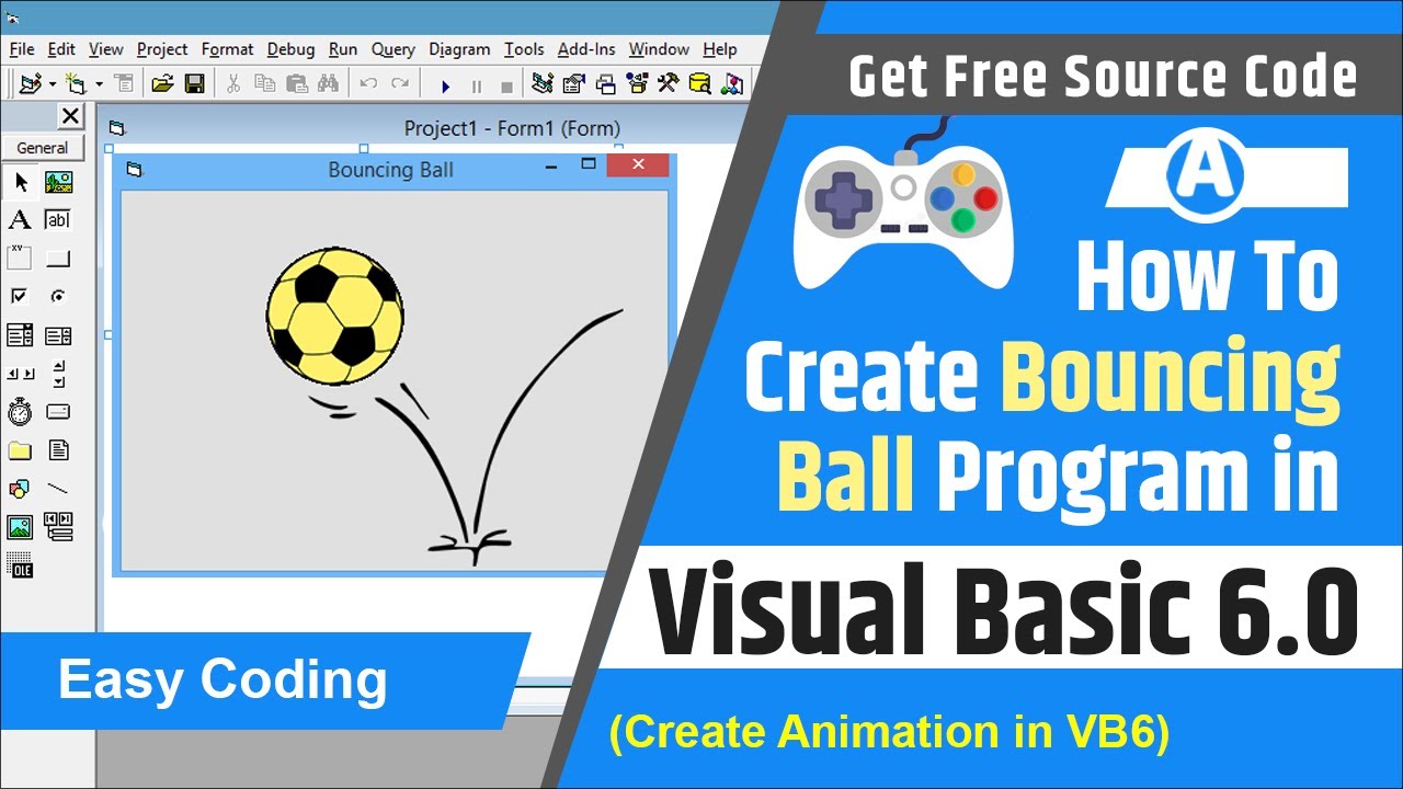 How to create bouncing ball program in visual basic 6.0 | Create animation in VB6