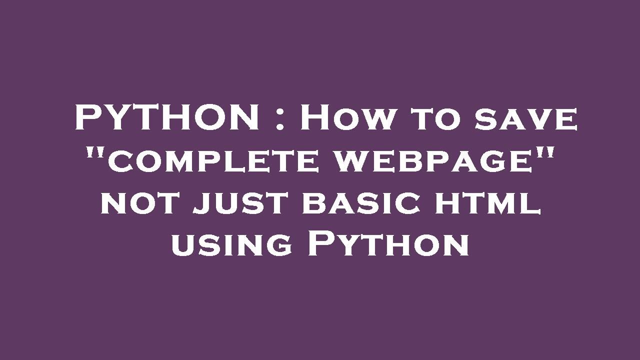PYTHON : How to save 