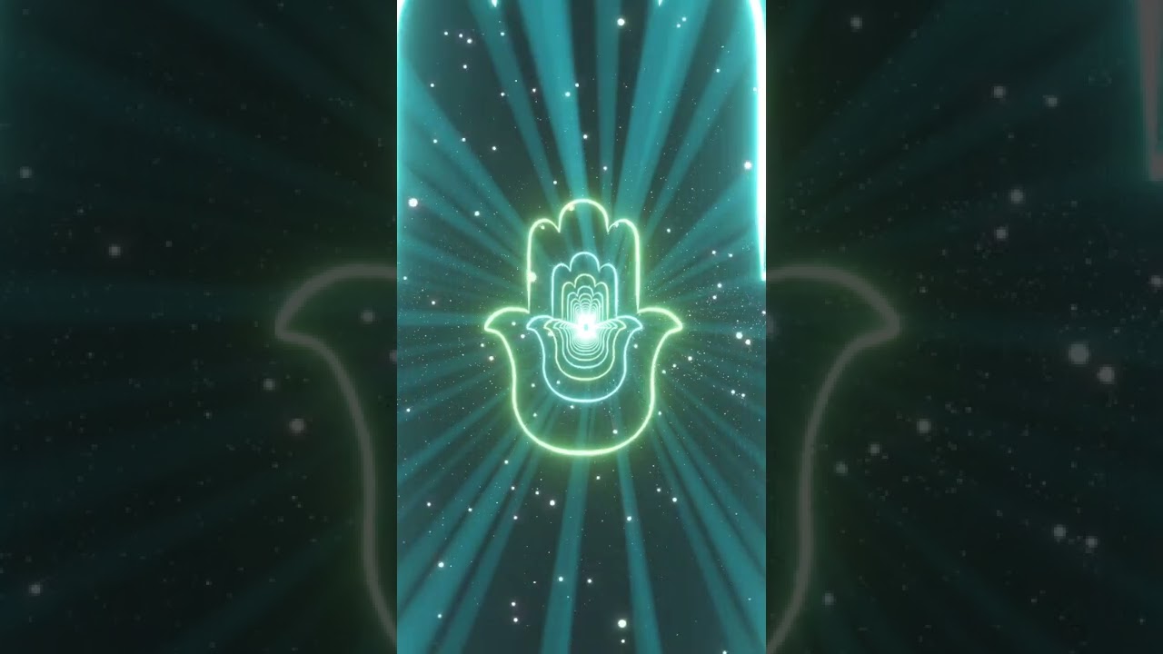 Neon Jewish Symbol Hamsa Hand Shape Lights Tunnel Abstract Motion Background 4K Animation|Хамса Неон
