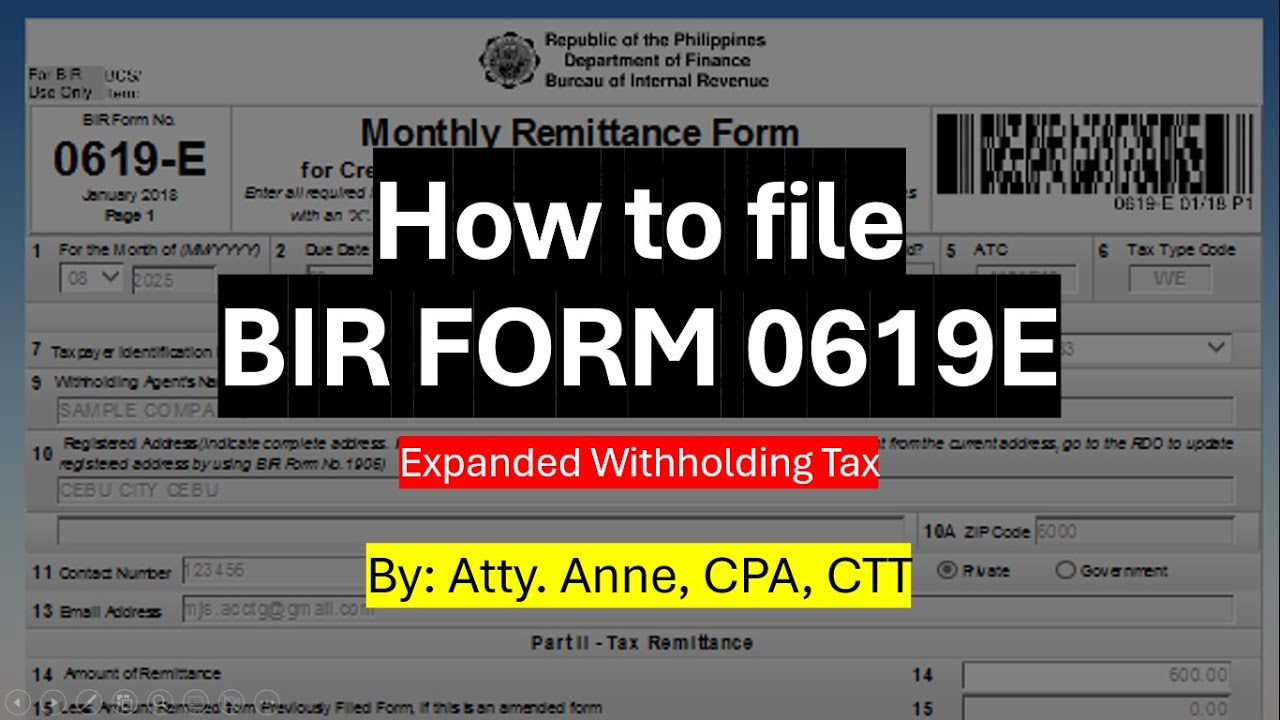 Tagalog+English Guide on How to File BIR Form 0619E [Expanded Withholding Tax] Using EBIRFORMS