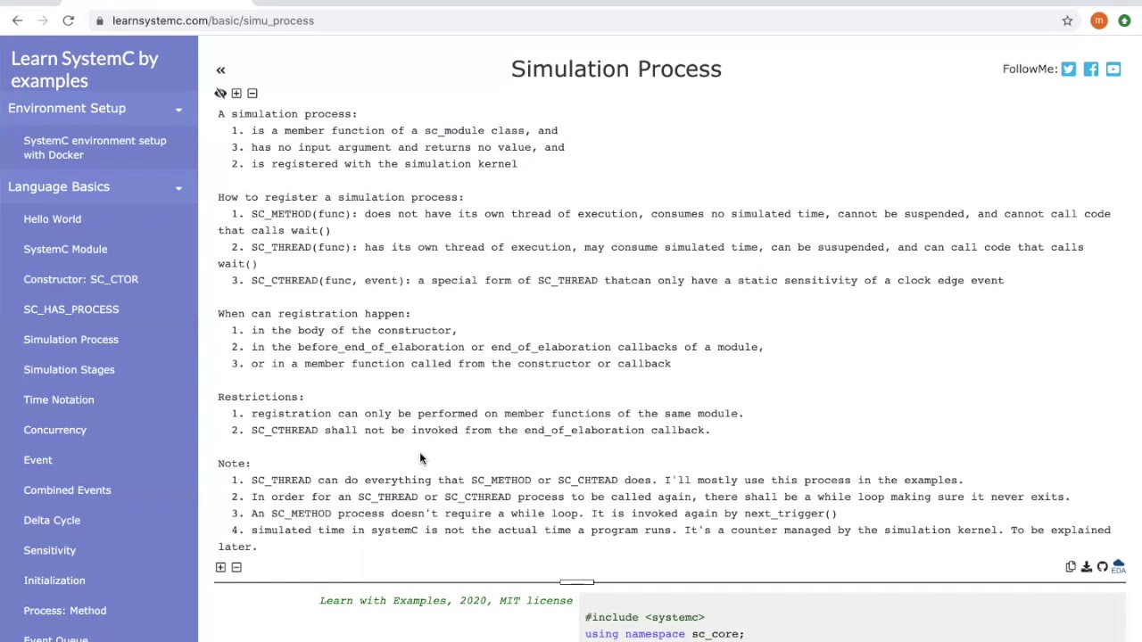 Learn SystemC: SystemC process