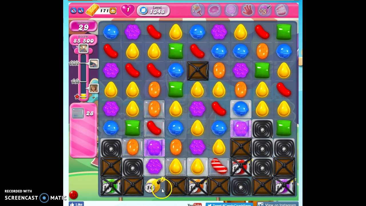 Candy Crush Level 1348 help w/audio tips, hints, tricks