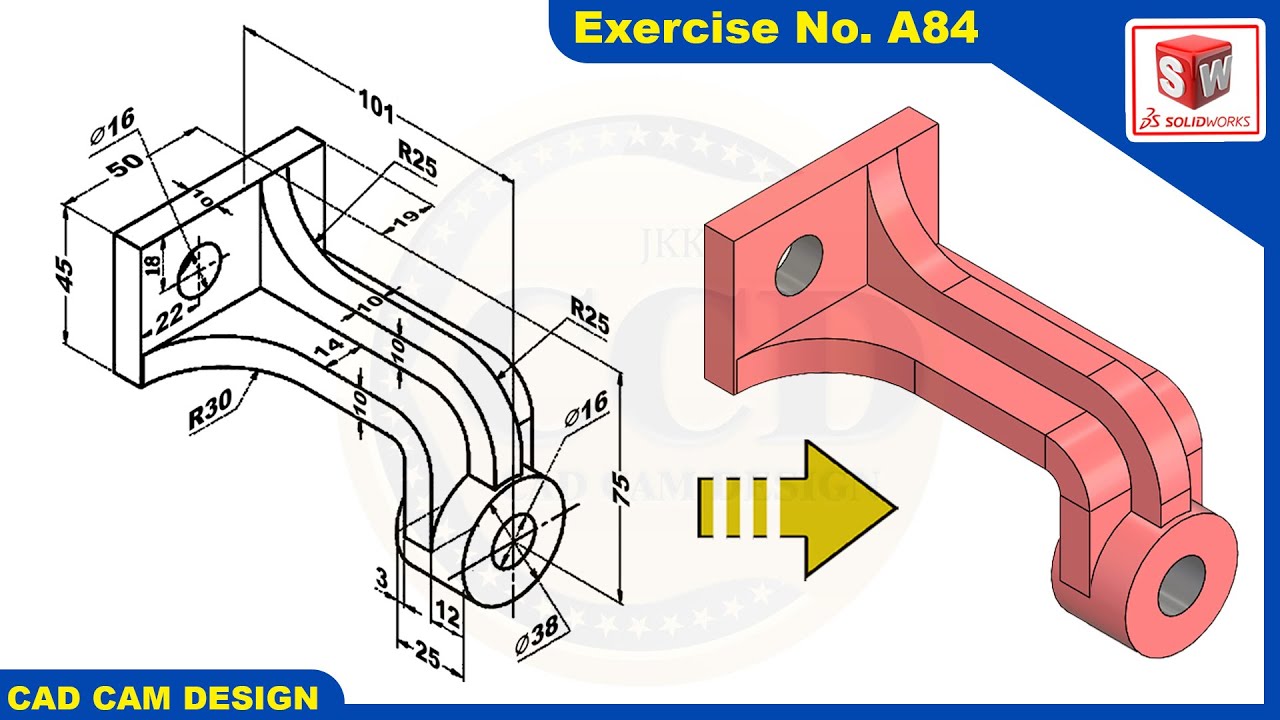 SolidWorks Tutorial for beginners Exercise A84