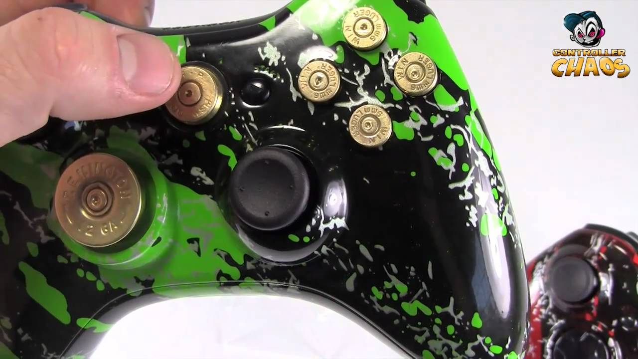 Splatter Edition - Modded Xbox 360 Controller - Bullet Guide Button - Controller Chaos